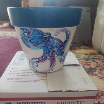 Set of 2-seashell Themed Clay Pots-3.5 Inch Clay Pots Clay - Etsy