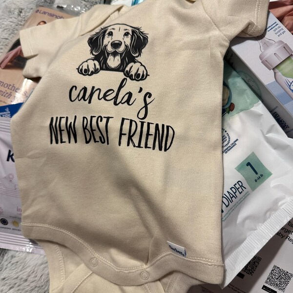 Custom Baby Romper, Protected by Dog Shirt, New Best Friend Romper ...
