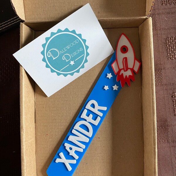 Personalised Rocket Bookmark, Birthday Gift, Stocking Filler, Kids Gift ...