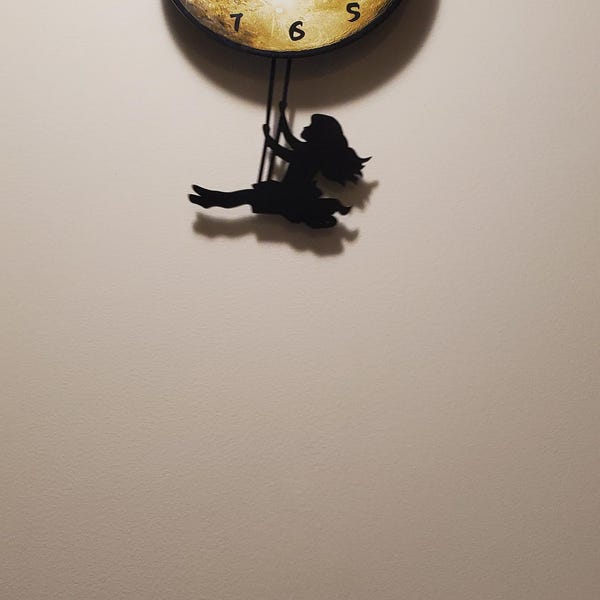 Girl Swinging on the Moon - Wall Clock With Pendulum - Wall Clock ...
