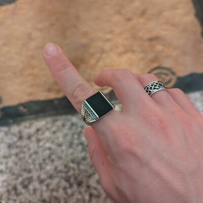 Scandinavian Motif Handmade Sterling Silver Men Ring, Viking Warrior ...