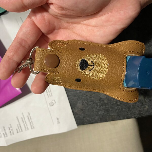 Bear Inhaler Holder Keychain, Brown Bear Inhaler Case Key Fob, Black ...