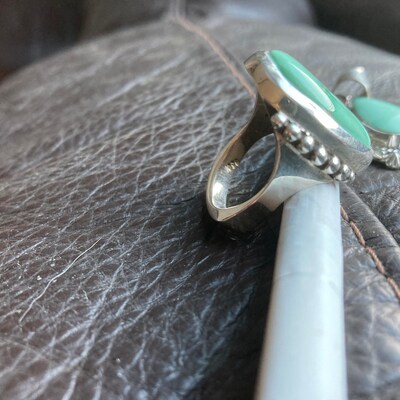 No.383 Stone Mountain Green Turquoise and Silver Ring - Etsy