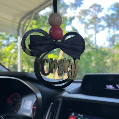 Scalloped Edged Monogram Car Charm With Customizable Beads and Bows - Etsy