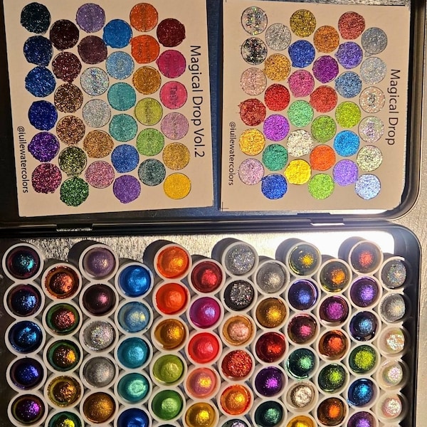 1 & 2 Magical Drop Tiny Sampler Set Handmade Shimmer Hologram Color ...