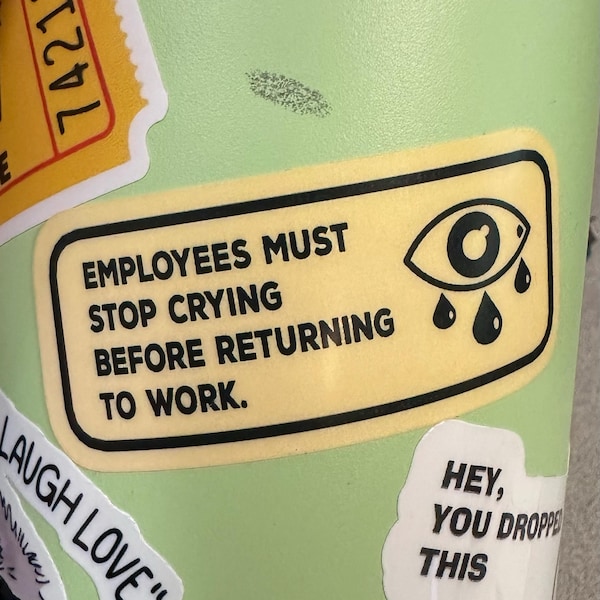 Funny Workplace Crying Policy Sticker: Office Cubicle Decor - Etsy