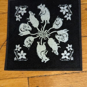 Rat King Silver Screen Print Fabric Patch 8x8cm Goth, Rat Lover Gift ...
