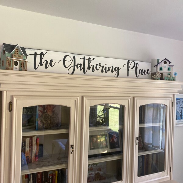 The Gathering Place Sign 8 X 48 Distressed Rustic Wood Extra Large Wall ...