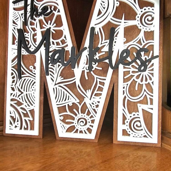 Last Name Letter Monogram, Custom Wedding Decor Sign, Wall Initial With ...