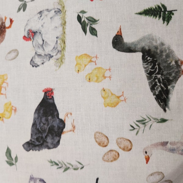 Springtime Chickens and Ducks Fabric by the Yard. Quilting Cotton ...