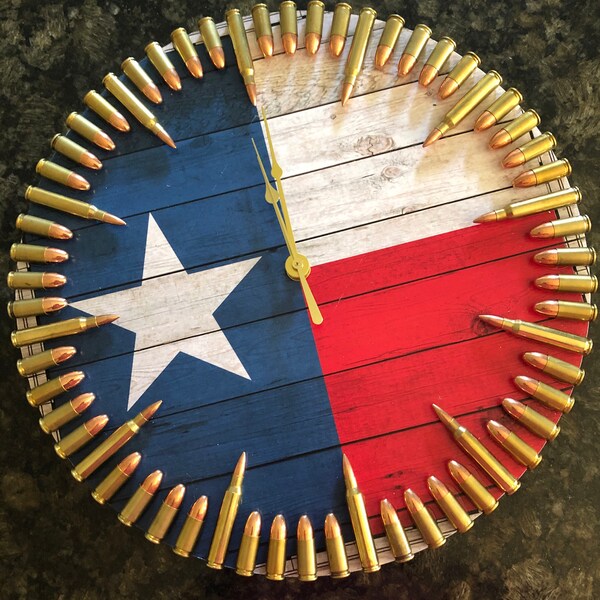 Texas Flag & Bullet Clock. Perfect Gift for a Lone Star State Lover! - Etsy