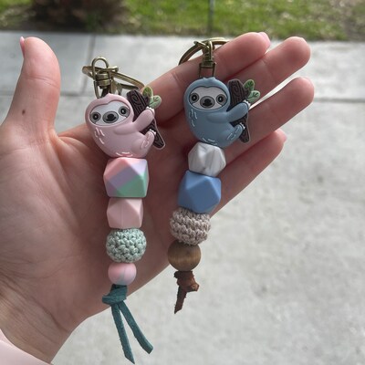Sloth Keychain Sloth Charm Sloth Bead Sloth Backpack Tassel Baby Sloth ...
