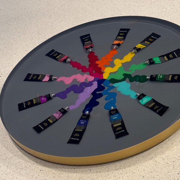 Color Wheel Table, Acrylic Paint Resin Table, Funky Furniture, Side ...