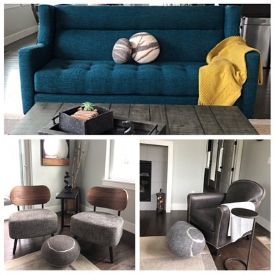 Natural Felted Wool. Soft Stone-poufs. Set 12. Like Real Stones. KATSU ...