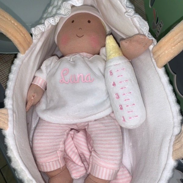 Personalized Baby Doll Carry Cot Blanket Bottle Gift Custom First ...