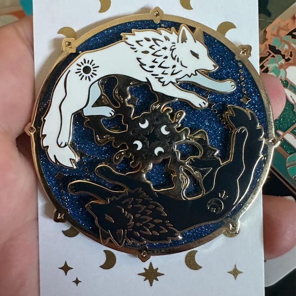 Day & Night Wolves Cycle SPINNING Hard Enamel Pin - Etsy