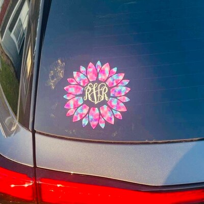 Flower Monogram Decal Sticker Floral Monogram Decal Flower Cup Decal ...