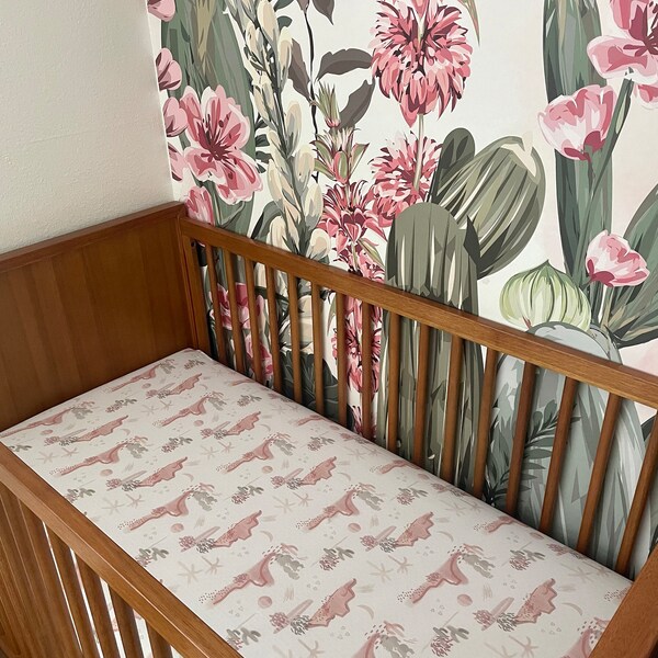 Cactus Crib Sheet, Baby Girl Crib Bedding, Desert Girl Nursery Set ...