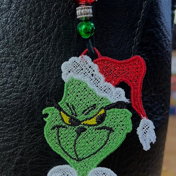 Grinch Ornament Machine Embroidered - Etsy