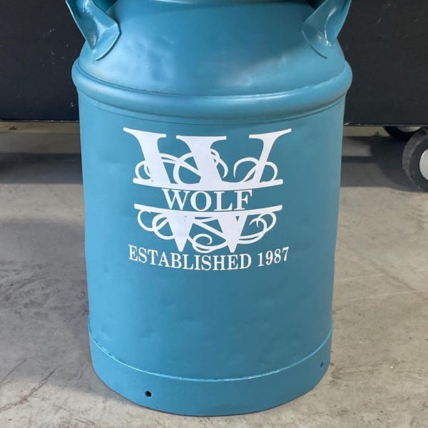 Milk Can Decal, Monogram Vinyl Decal, Vinyl Decal for Flower Pot, Farm ...