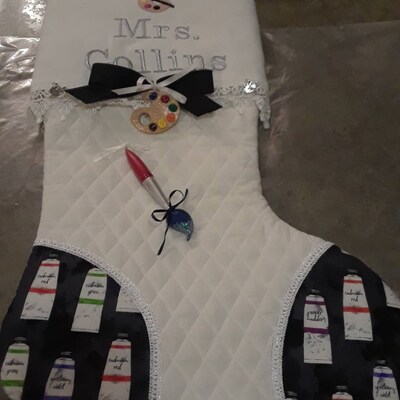 Racing Christmas Stocking With Car Ornament, Black White Ck Heels/toes ...