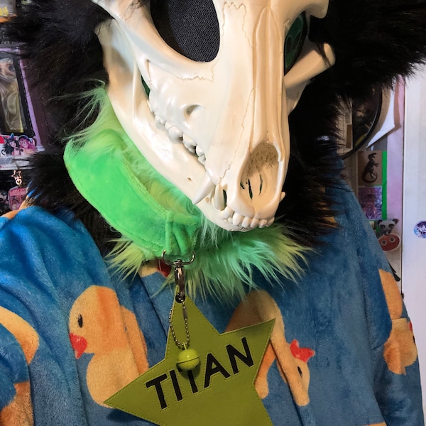 Vegan Leather Fursuit Collar Name Tag, Furry Name Tag, Con Badge ...