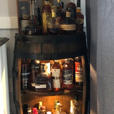 Half Barrel Display, Whiskey Barrel Cabinet, Bourbon Barrel Cabinet ...