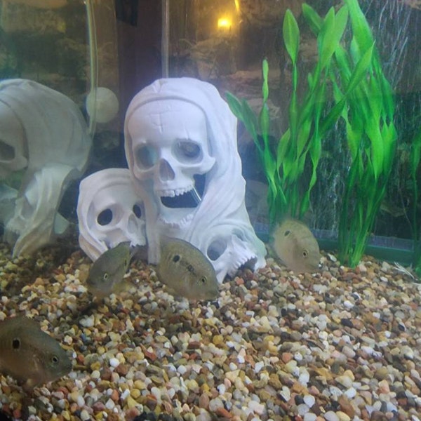 Aquarium Skull Cave, Heavy Sinking Skulls for Use Fish Tank, Swim ...
