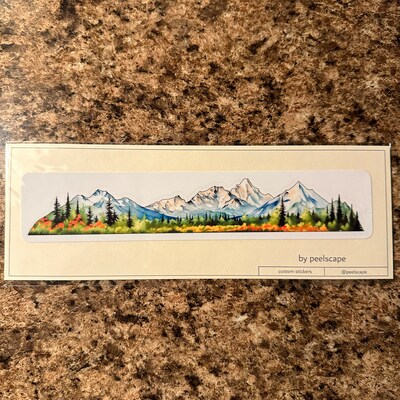 Watercolor Mountain Forest Landscape Sticker Waterproof Nature Inspired ...