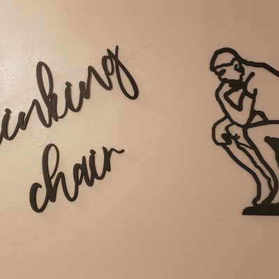 Thinking Chair Sign, Bathroom Wall Decor, Metal Wall Art, Funny ...
