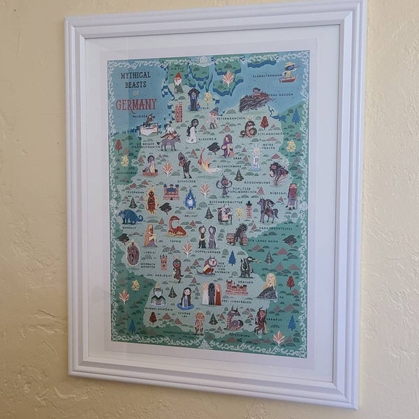 Mythical Beasts of Germany : an Illustrated Map - A3 Art Print - Poster ...