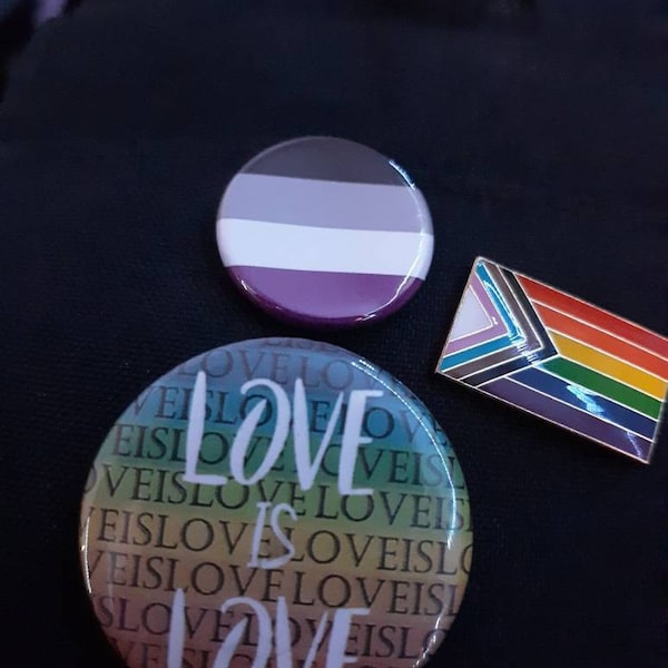 Asexual Ace Pride Flag Pin Badge Pinback Button ~ 1" Pin 1.5" Pin 2.25 ...