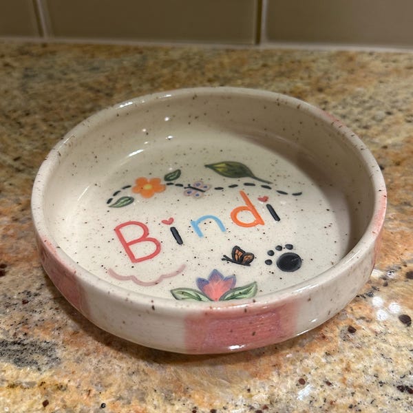 Custom Cute and Cheerful Pet Plate, 4 to 6 Designs, Handmade Pottery ...