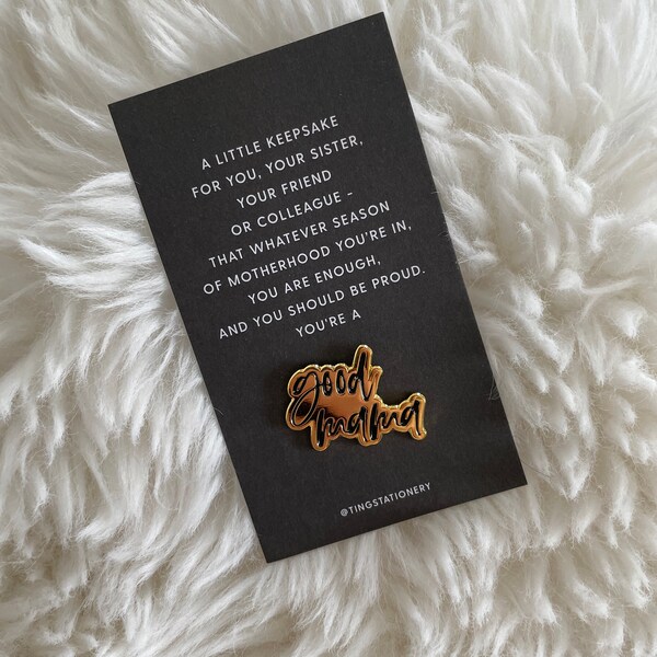Good Mama Enamel Pin | Gold and Black - Etsy