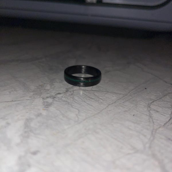 Blue Opal Ring, Black Tourmaline Ring, Wedding Carbon Fiber Ring ...