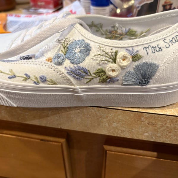 Embroidered Vans Shoes, Custom Hand Embroidery to Order, Personalized ...