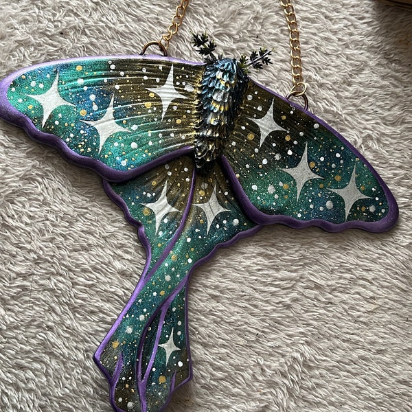 Handmade Celestial Moth Wall Decor: Cosmic Witch Clay Art | Astral ...