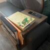 Couch Arm Rest Table With Magazine Stand, Modern Wood Armrest Table ...