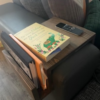 Couch Arm Rest Table With Magazine Stand, Modern Wood Armrest Table ...