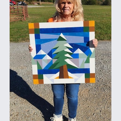 Winter Fir Tree Barn Quilt Pattern and Directions for Painting This ...