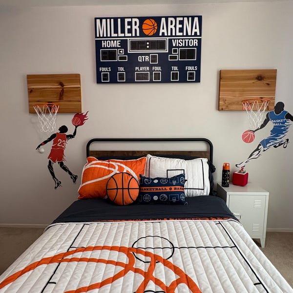 Basketball Scoreboard | Various Sizes | Hanging Wood Artwork | Sports ...