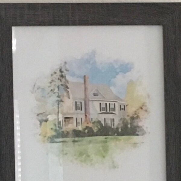Custom Home Portrait Print, Personalized Watercolor Home Wall Art ...