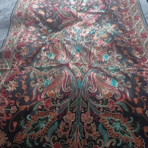 Large Kashmiri Jamawar Arabic Blue Jacquard Design Weave Shawl, All ...