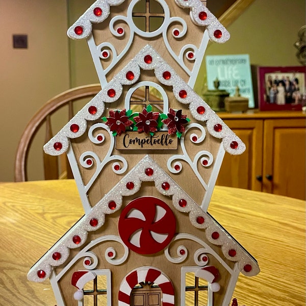 Standing Stacking Candy Gingerbread House Decor Laser Cut Files in SVG ...