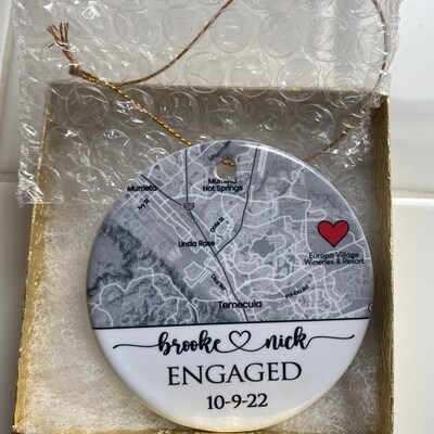Engagement Ornament Gift, Map Ornament, Engagement Map, Personalized ...
