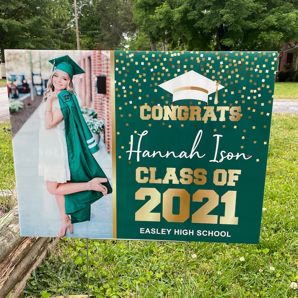 Custom Graduation Yard Sign With Photo | Double-sided | Personalized ...