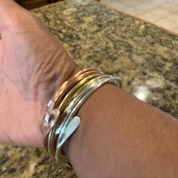 925 Sterling Silver Bangle Boho Stacking Bangles Handmade Bangle, Silver Bangle, Floral Bangle ...