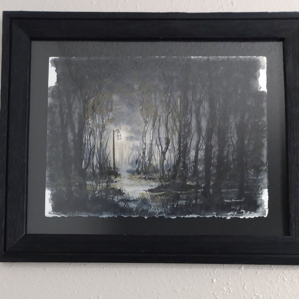 Original Luminist / Tonalist Watercolor Landscape Painting by Andrew ...