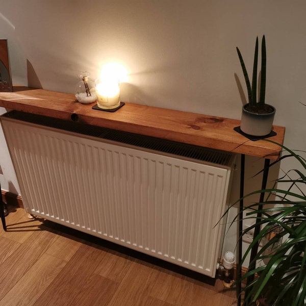 Rustic Radiator Cover With Hairpin Legs - Scaffold Board Hallway Table ...