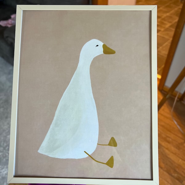 Silly Goose Wall Art, Cute Goose Poster, Light Pink Nursery Decor, Farm ...